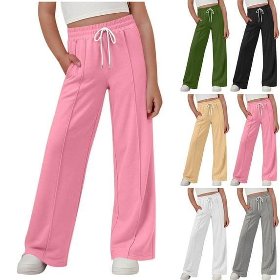 breaise Wide Leg Sweatpants for Girls Baggy Lounge Travel Pants Straight Leg Casual Pants ...