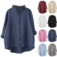 breaise Women's Ruffle Button Down Tshirt 3/4 Sleeve V Neck Blouse ...