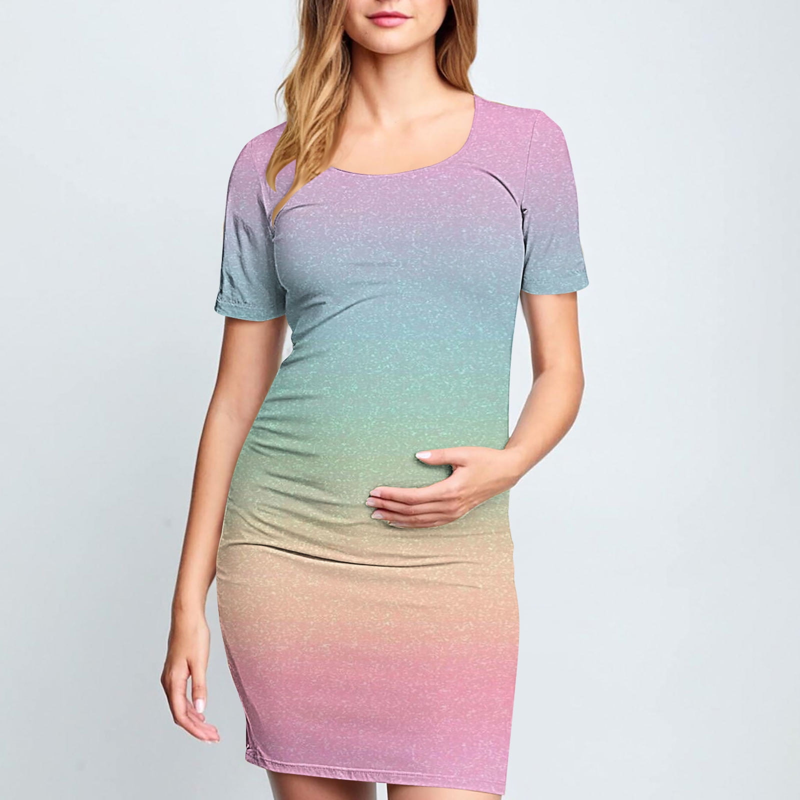 breaise Women's Short Sleeve Maternity Dress Bodycon Ruched Side Dress ...