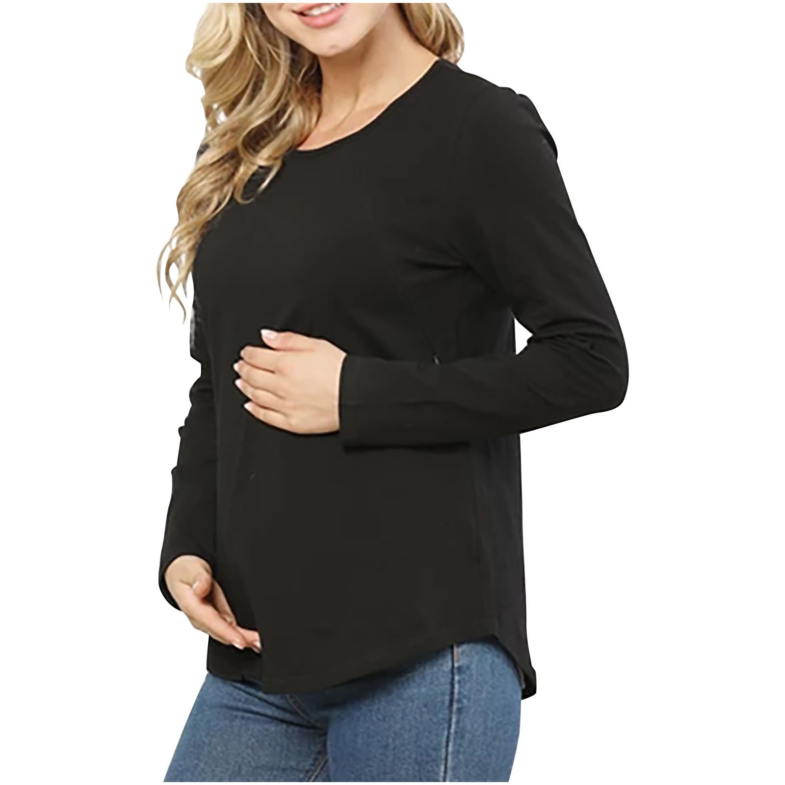 breaise Womens Maternity Long Sleeve Shirts Casual Breastfeeding Tunic ...