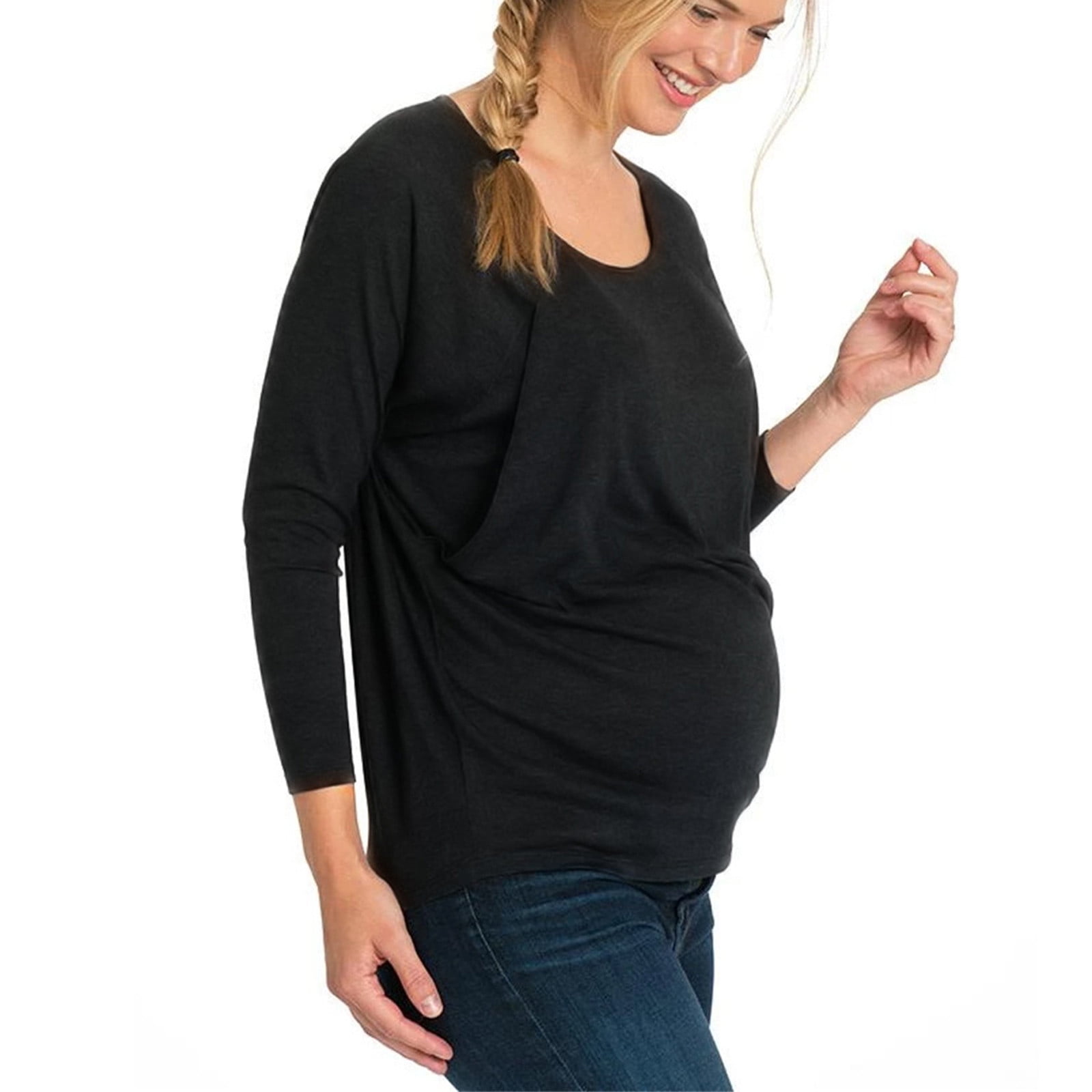 breaise Womens Maternity Shirts Long Sleeve Pregnancy Tee Top Soft ...