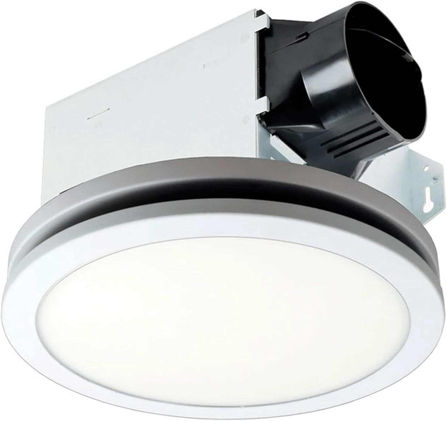 breez Delta Integrity 100 CFM Exhaust Bath Fan, LED Edge-Lit Flat Round ...