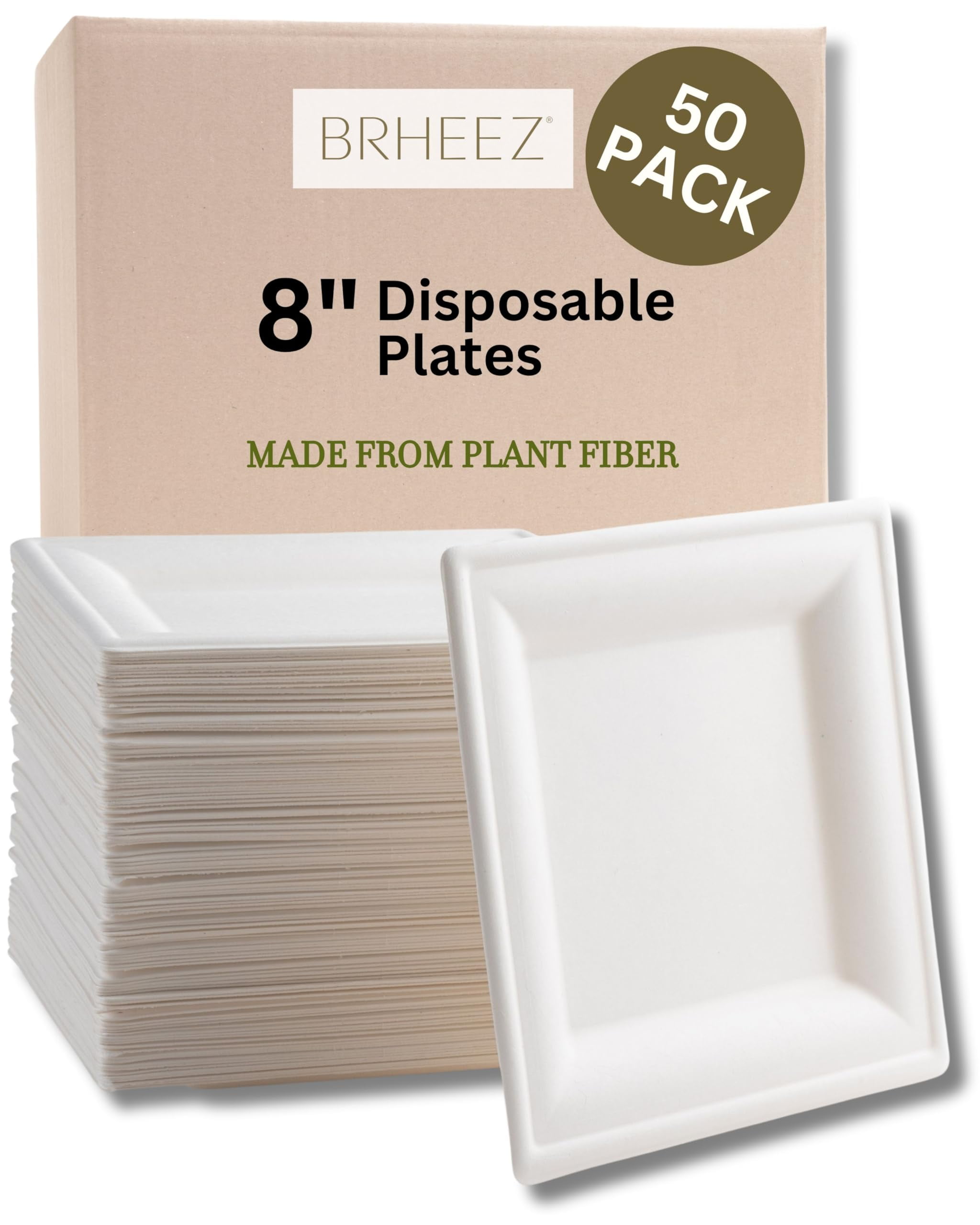 brheez 8 inchTRDN Disposable Dinner Plates For Parties Heavy Duty Paper ...