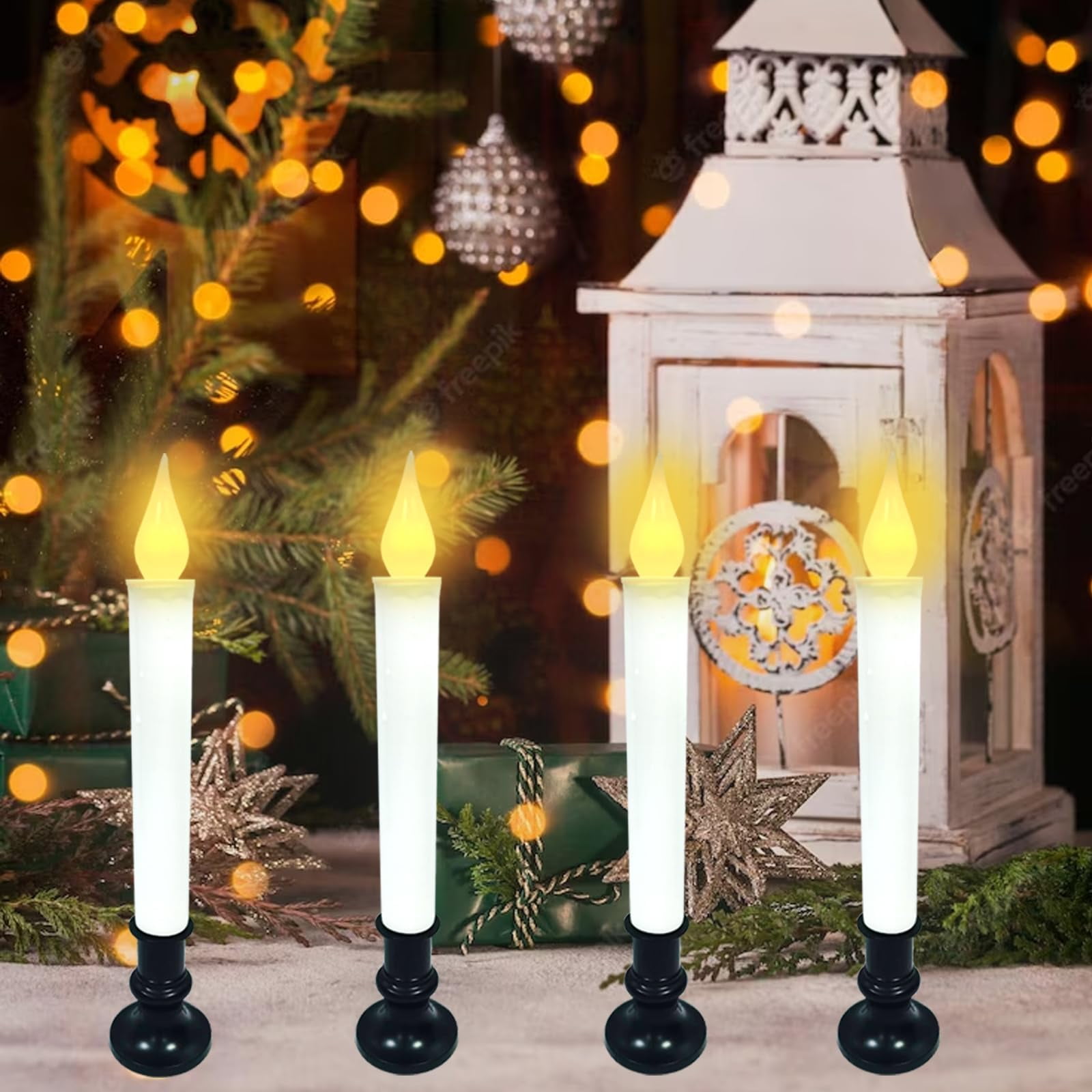 brianvikey Christmas Window Candle Light, Black Base, Battery Powered ...