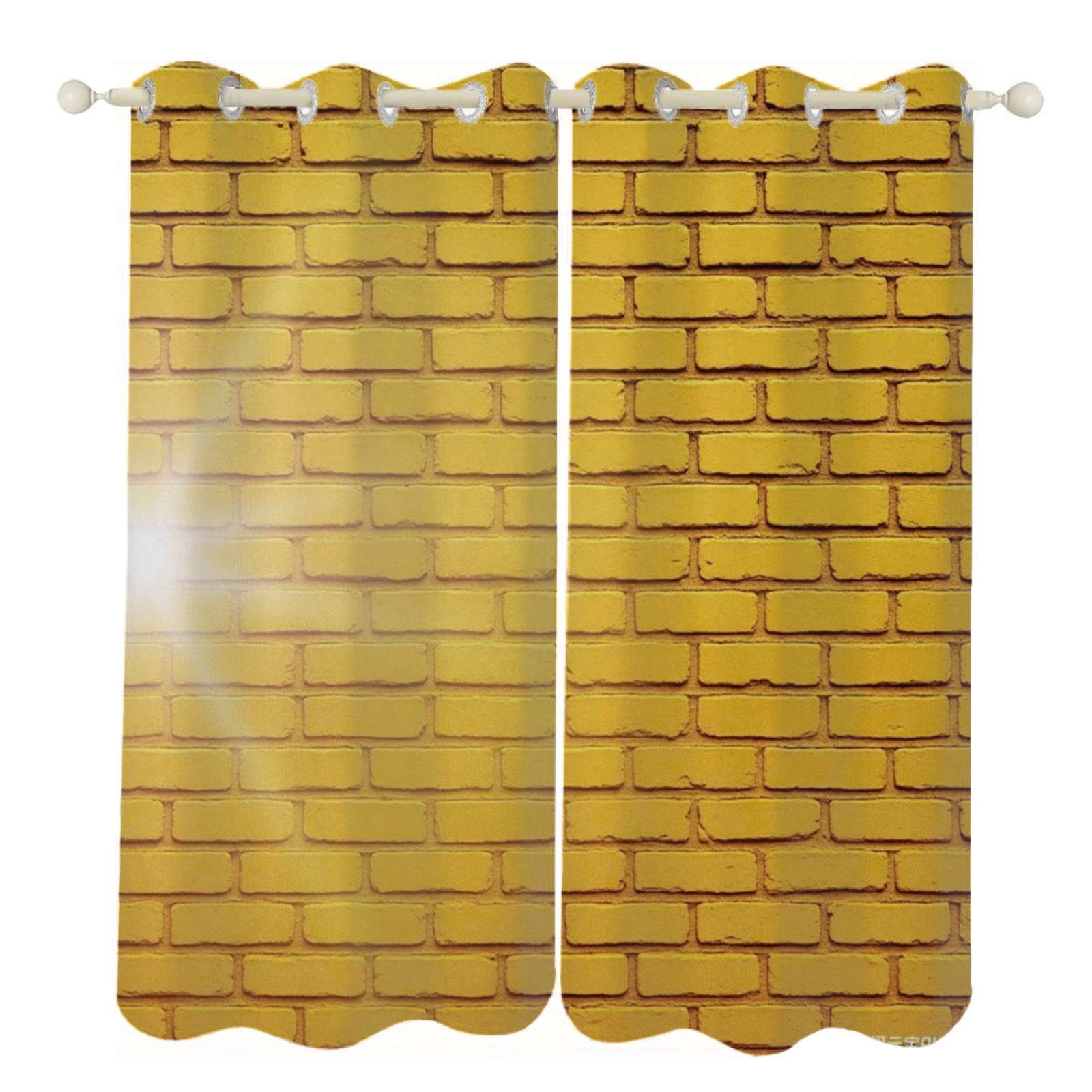 brick wall, yellow Brick Stone wall sunlight Sunshade Curtains Home ...