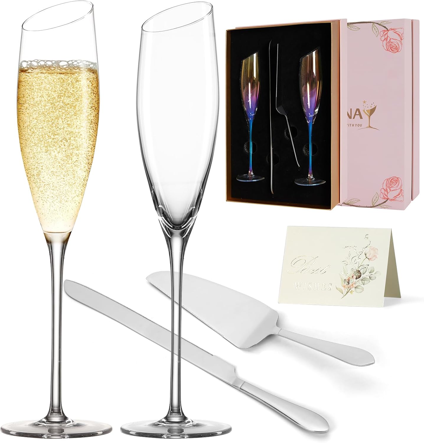 bride and groom champagne glasses set of 2,wedding gifts for couples ...