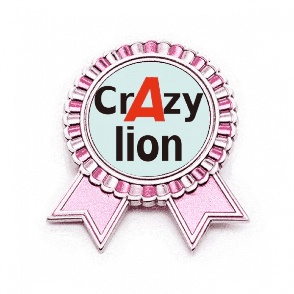 brief best cool lion male lion Badge Brooch Pin Pink Winner Award Medal ...