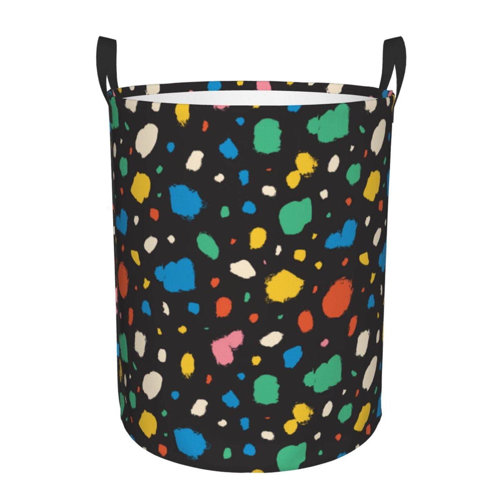 bright colors spots Round Laundry Basket, Laundry Hamper with Handle ...