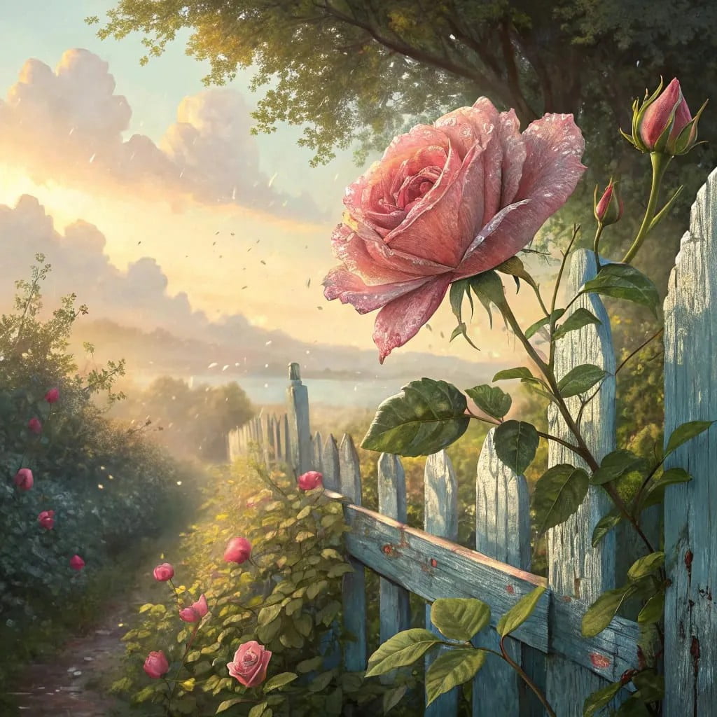 A bright pink rose elegantly blooms 500 pieces of wooden jigsaw puzzle ...