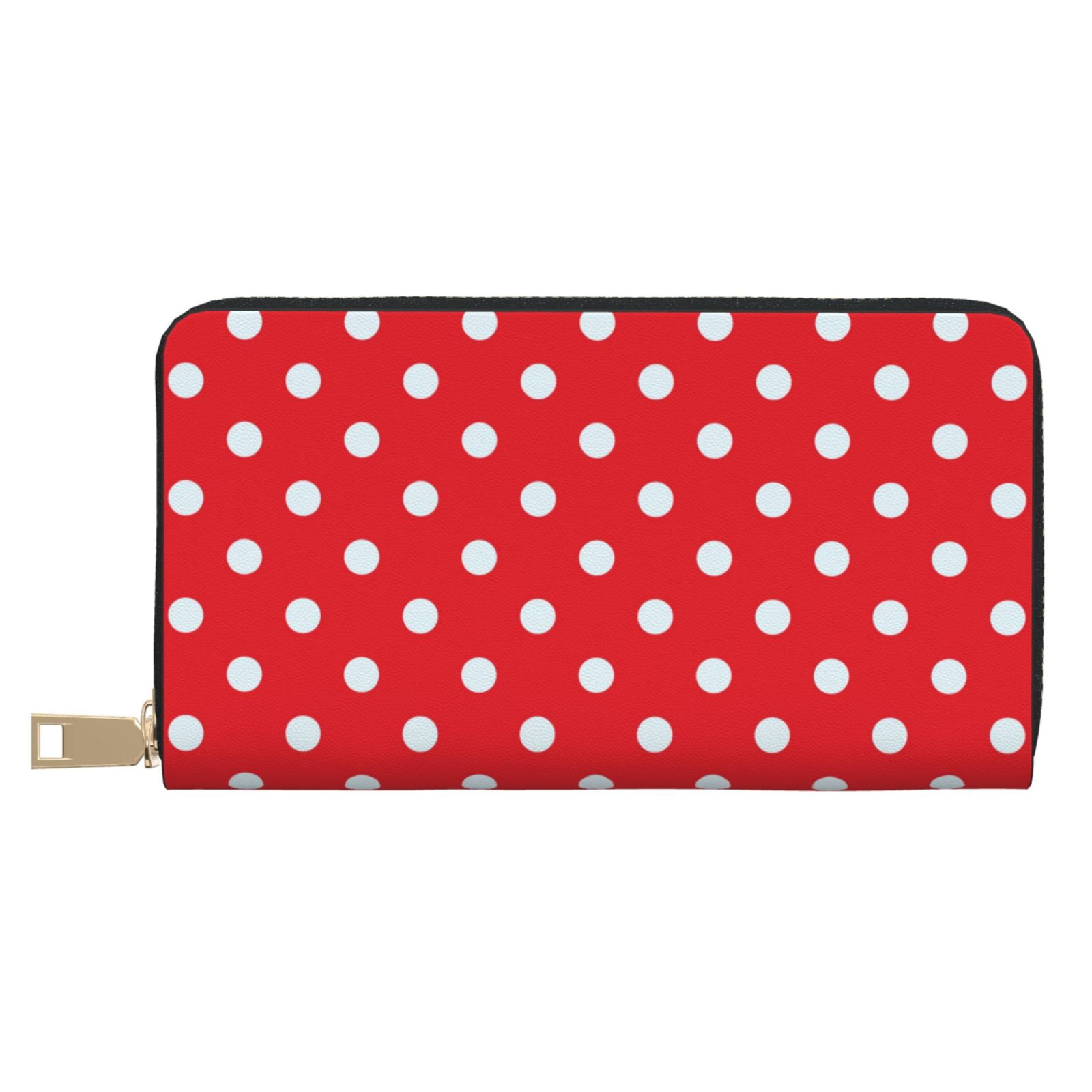 bright red white polka dots Wallet Women, Leather Bifold Multi Card ...