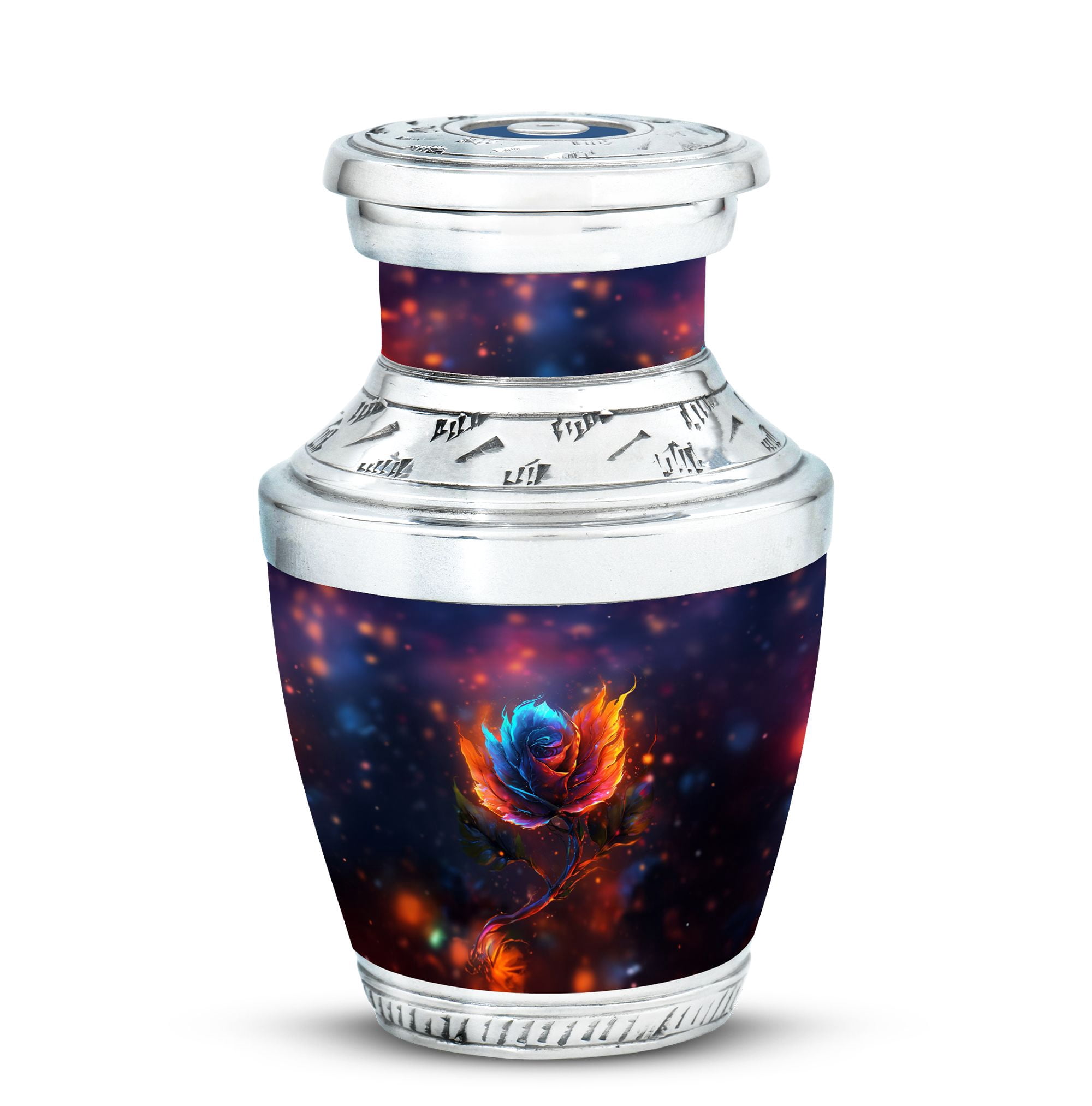 brightly-colored-rose-with-fire Eternal Flame Miniature Urn - Unique ...