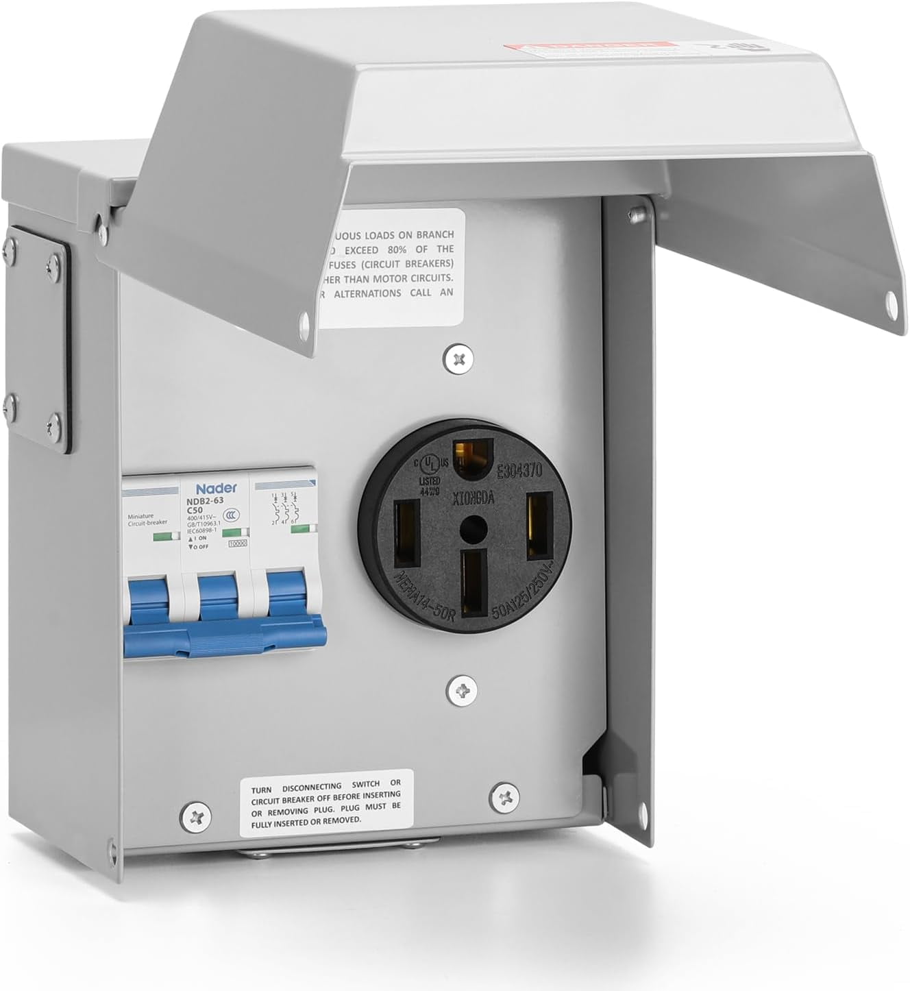 briidea 50 Amp Temporary RV Power Outlet with Breaker, Outdoor Breaker ...