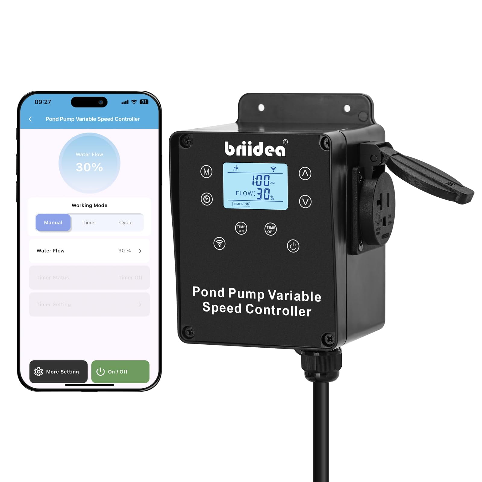 briidea WiFi Variable Speed Waterfall Pump Controller with Control ...