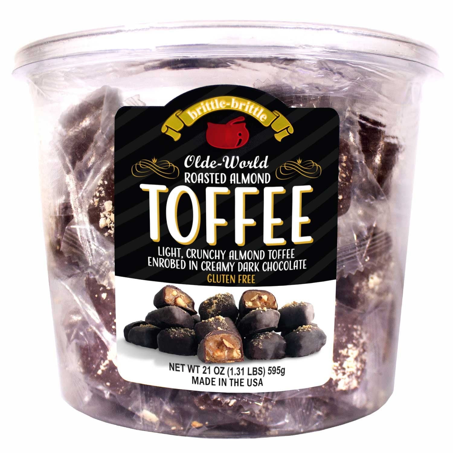 brittle-brittle Roasted Almond Toffee Enrobed in Dark Chocolate, 21 oz ...