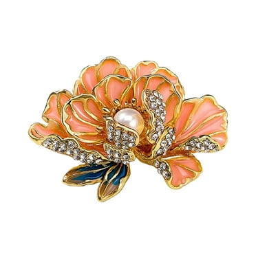 3pcs Elegant Rhinestone Pin Flower Enamel Brooch Women Simple Lapel Pin ...