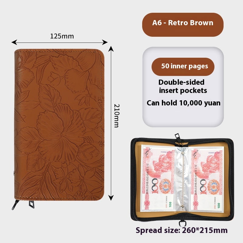 brown Cash Collection Book, Binder Currency Holder Album with 100 ...