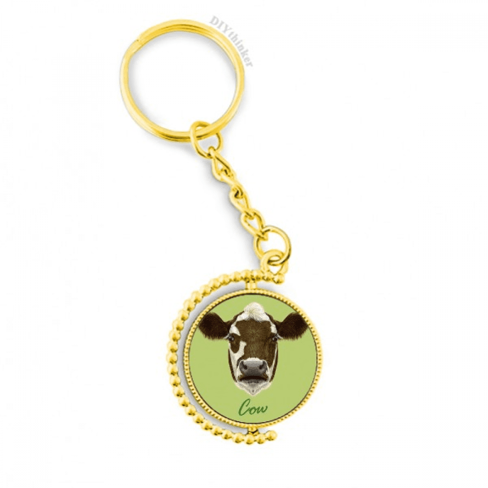 brown-and-white domestic dairy cow animal metal connector key chain ...