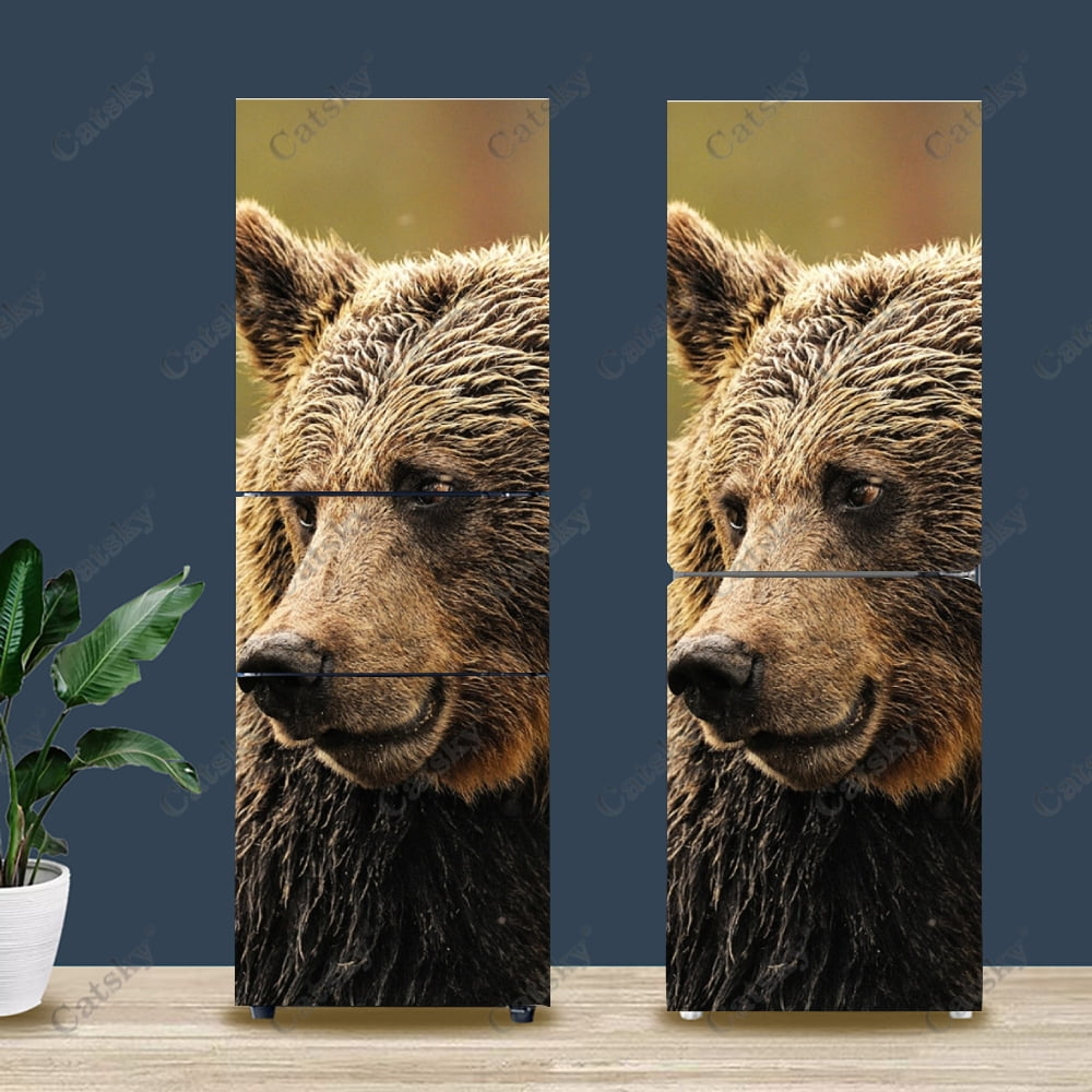 brown bear animal Refrigerator Stickers Home Decor Kitchen Murals DIY ...