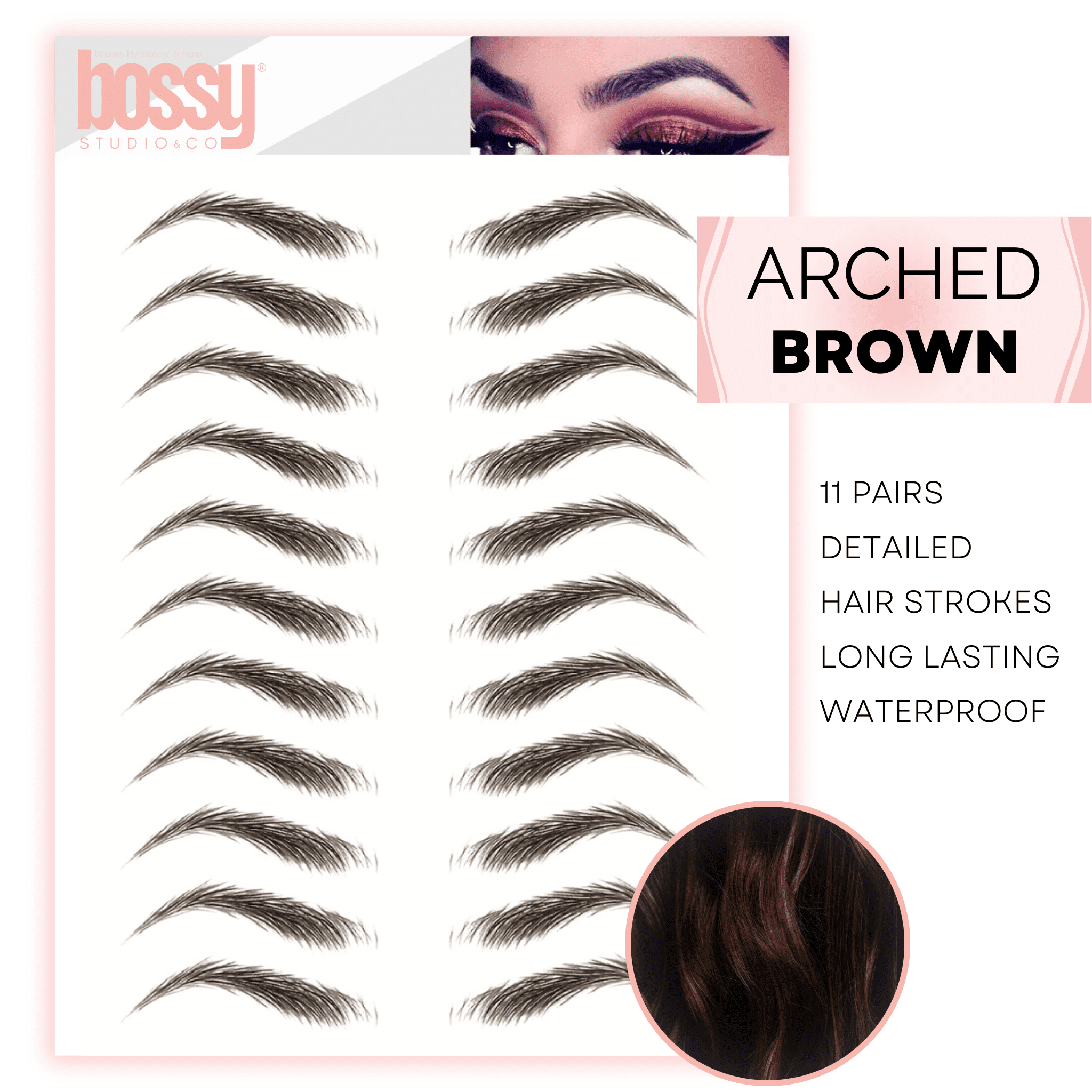 Brows by Bossy Temporary Eyebrow Tattoo, 8 Colors, 6 Styles, Waterproof ...