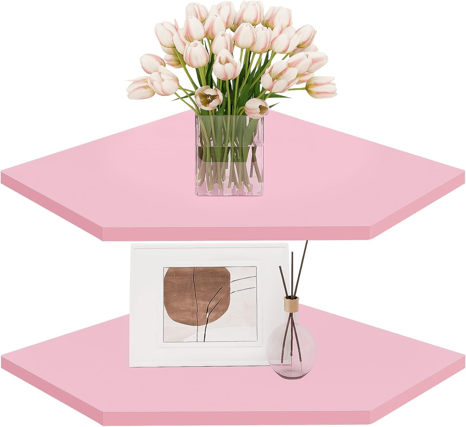 bsyrew Corner Shelf Wall Mount Floating Corner Shelves with Cord Hole ...