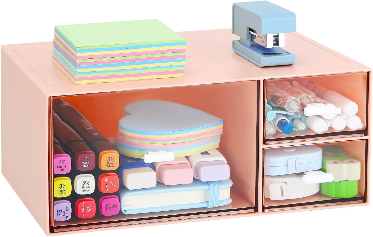 bsyrew Desk Office Stationery Organizer with 4 Drawers Desktop Vanity ...