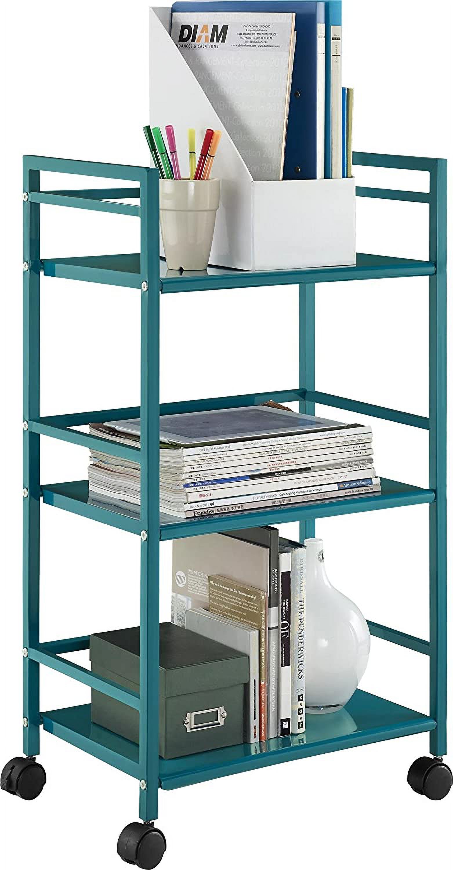 bsyrew Marshall 3 Shelf Metal Rolling Utility Cart - Black - Storage ...