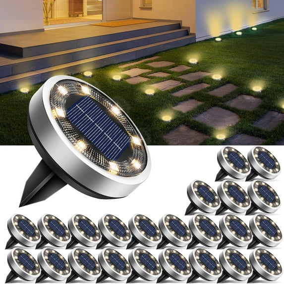 btFarm 24 Pack Solar Disc Lights - Outdoor, Flat IP65 Waterproof LED ...