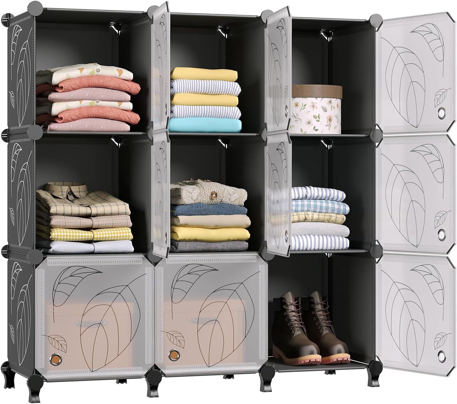 btgunmu Closet Organizer 9 Cube Storage Organizer with Doors Portable ...