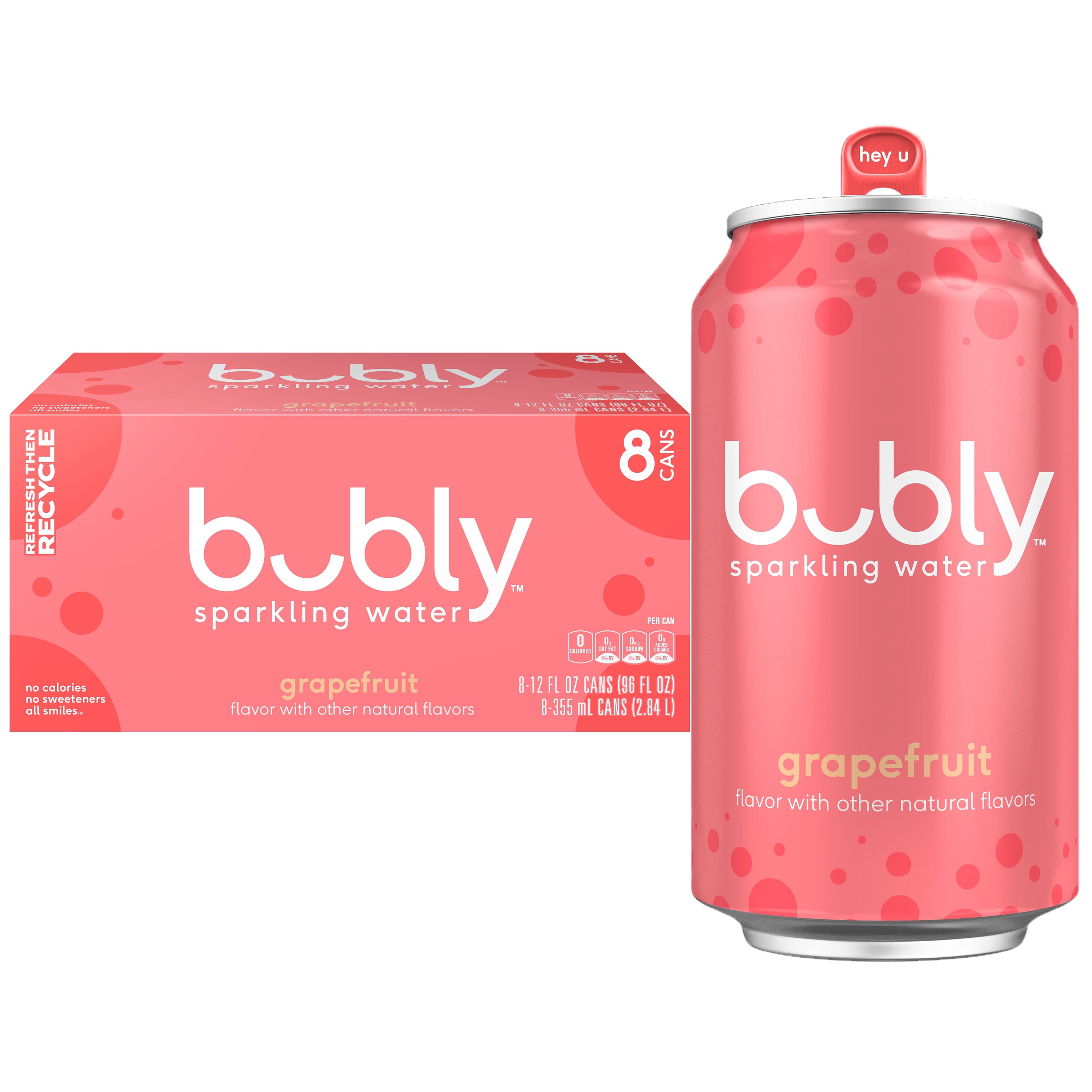 Bubly Carbonated Grapefruit Sparkling Water Drink, 12 fl oz, 8 Pack Cans - Walmart.com