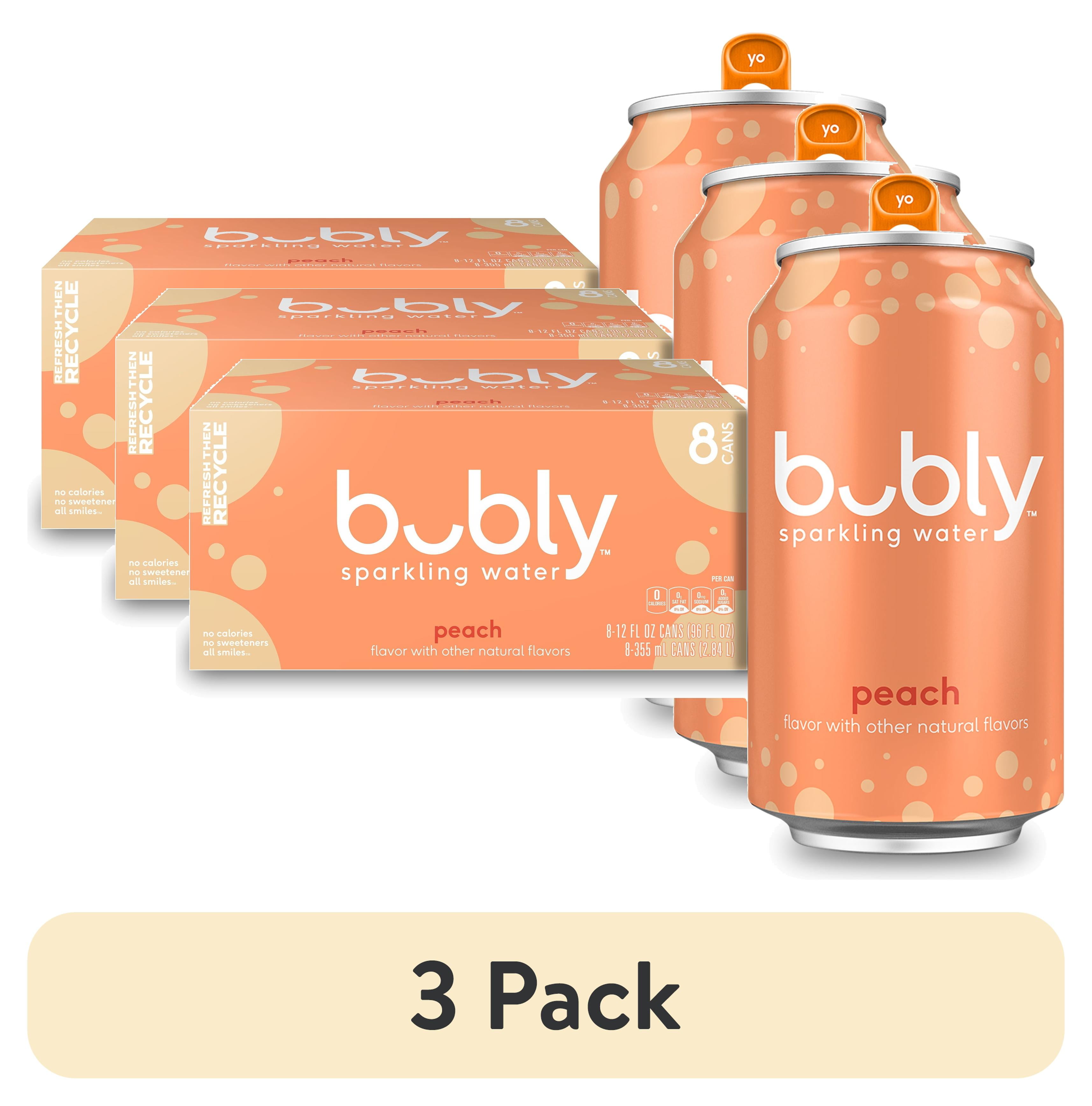(3 pack) bubly Peach Sparkling Water, 12 fl oz, 8 Pack Cans - Walmart.com