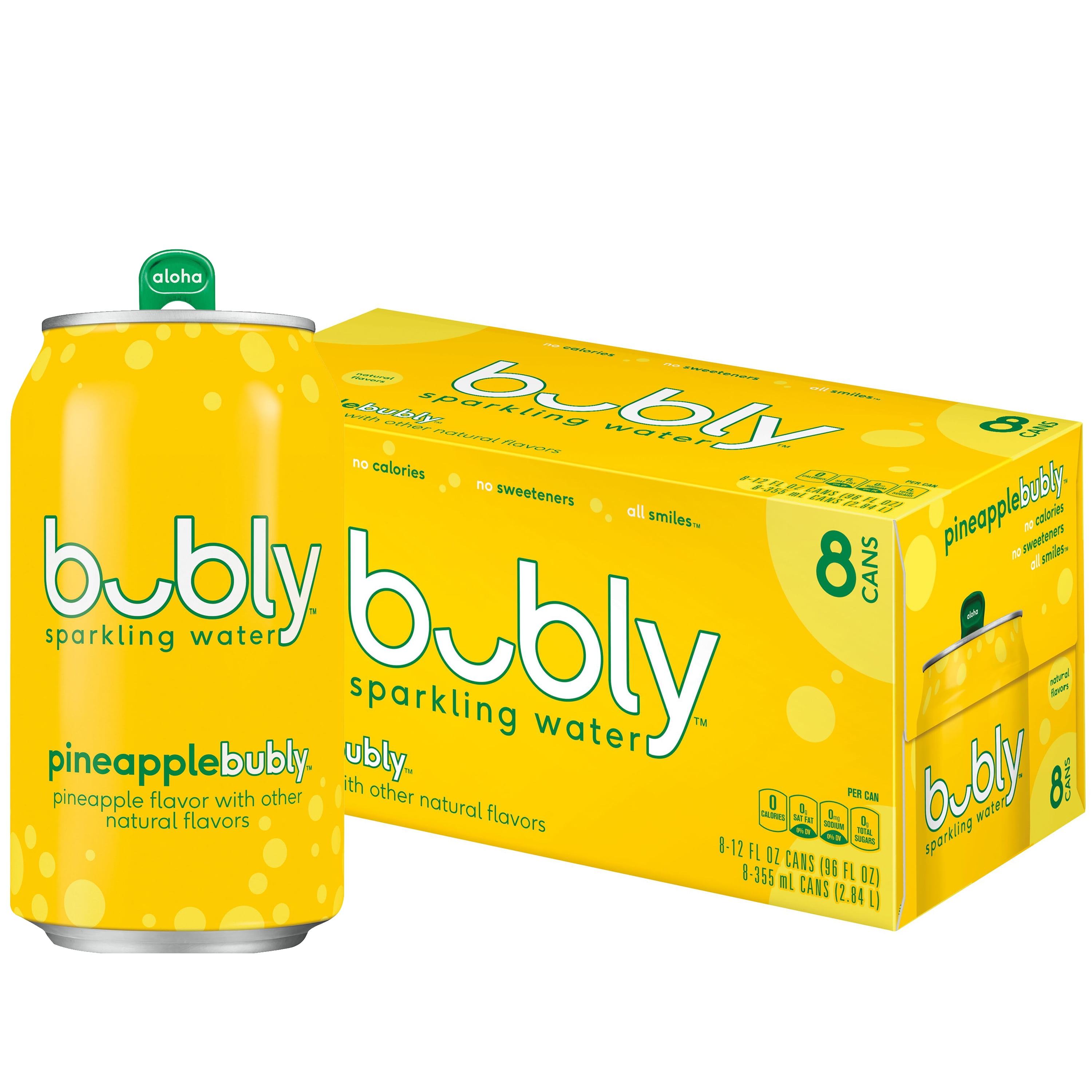 Bubly Pineapple Sparkling Water, 12 fl oz, 8 Pack Cans - Walmart.com