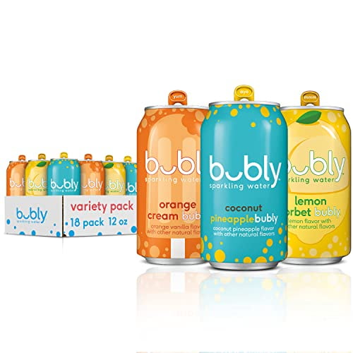 bubly Sparkling Water, Citrus Variety Pack, 12oz Cans (18 Pack), zero ...