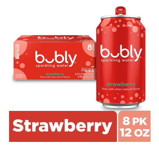 bubly Sparkling Water, Strawberry, Zero Sugar & Zero Calories, Seltzer Water, 12 Fl Oz Cans ...