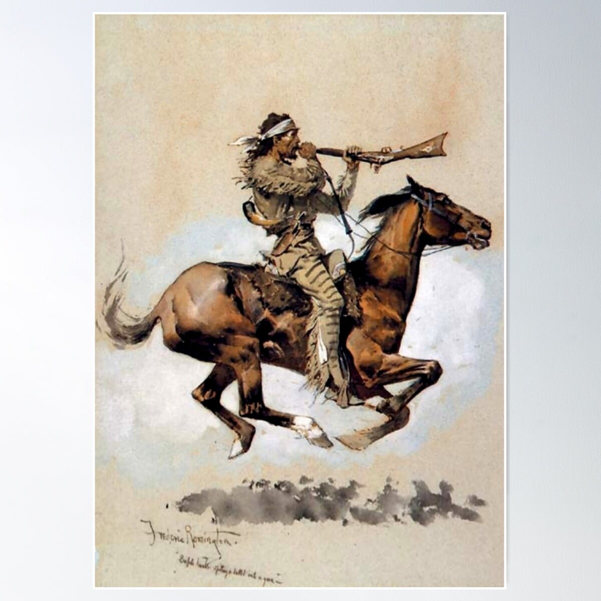Â€Œbuffalo Hunter Spitting Bulletsâ€ By Frederick Remington Poster Wall ...