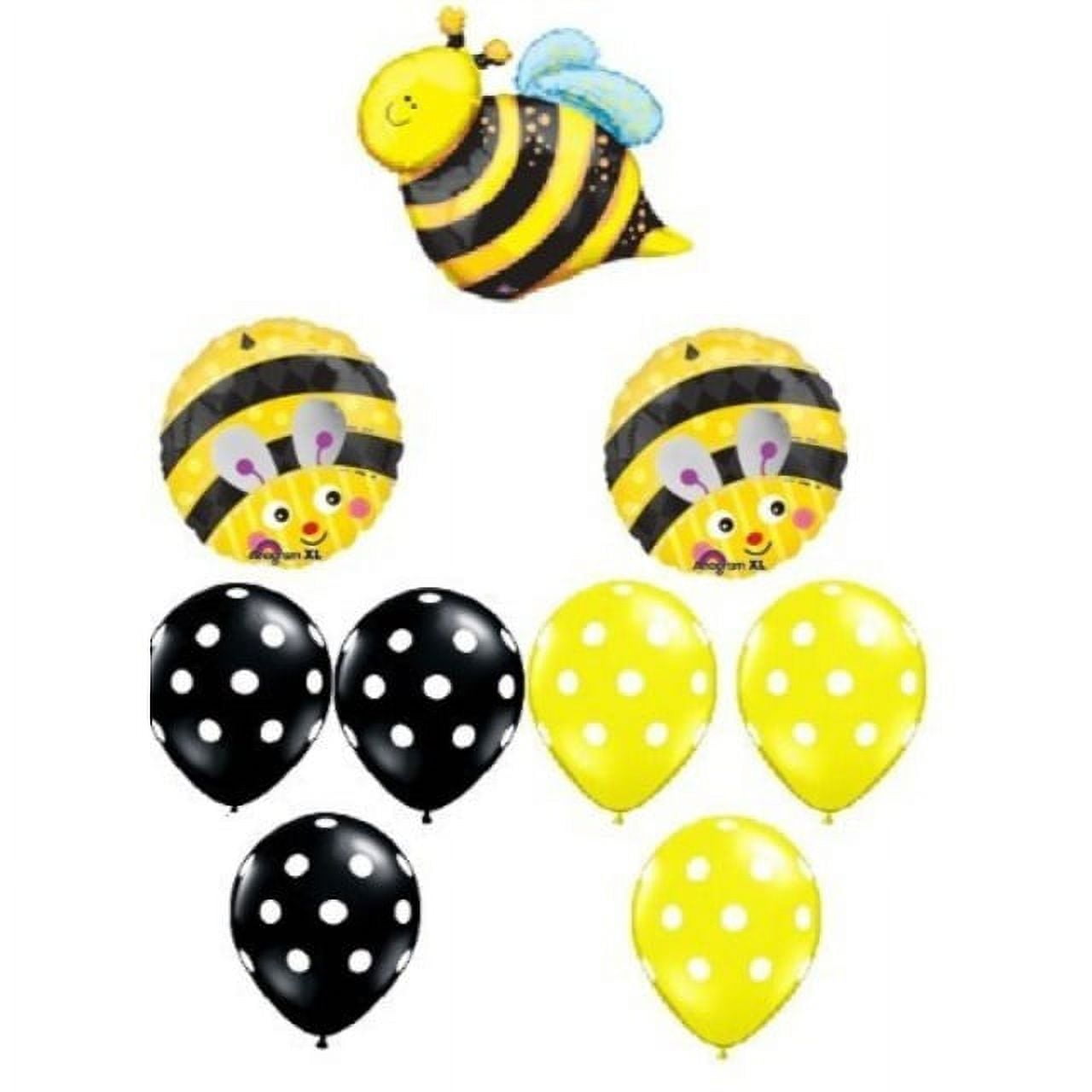 bumble bee bumble bee polka dots birthday party (9) mylar latex ...
