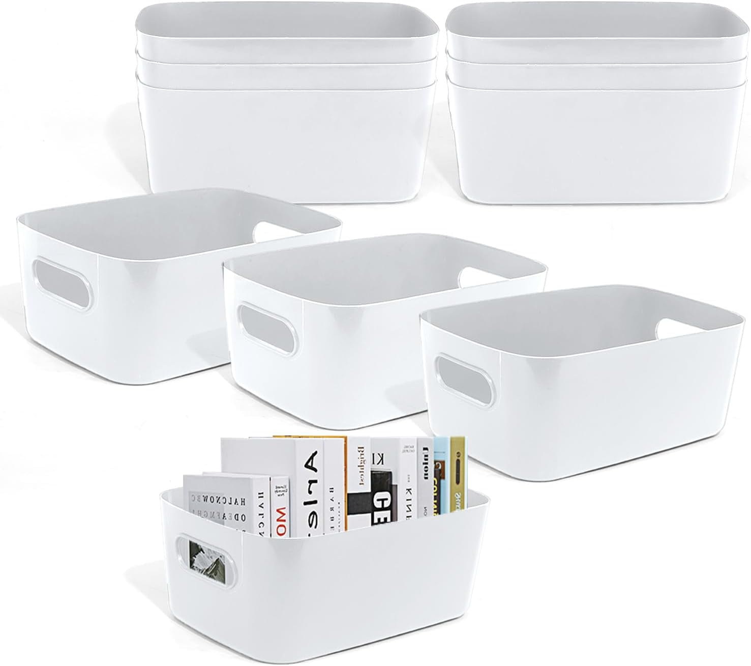 buonrpmg Plastic Storage Bins 10 Pcs Pantry Organizer Bins Small Stackable Storage Baskets for ...