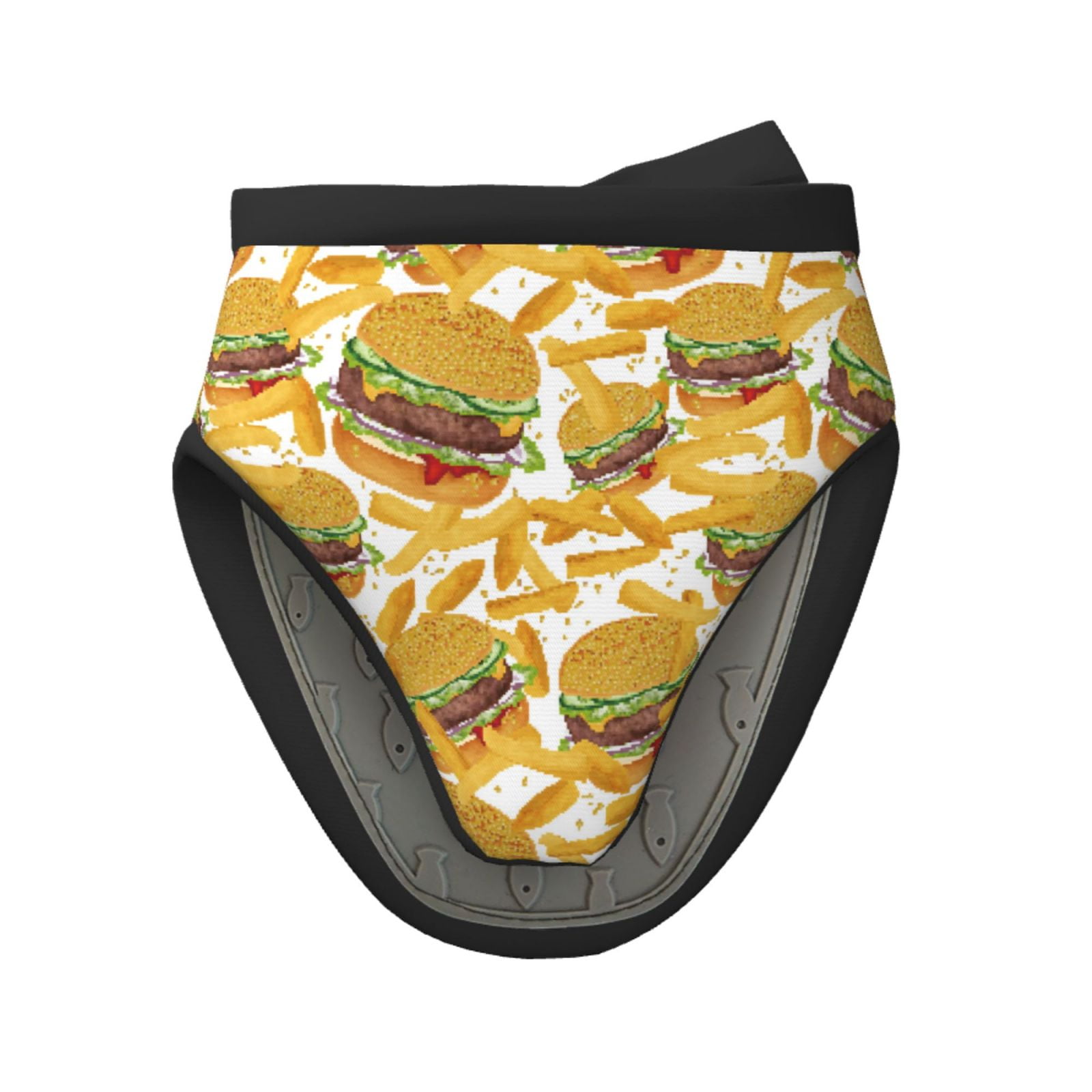 burger fries yellow Oven Mitts Heat Resistant, Soft Lining Silicone ...