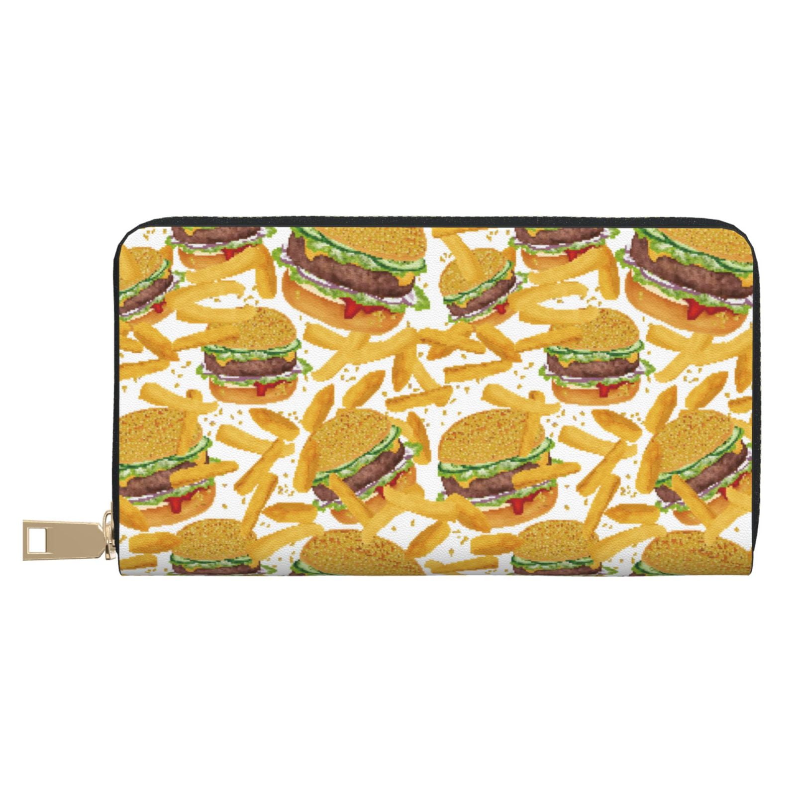 burger fries yellow Wallet Women, Leather Bifold Multi Card Wallet ...