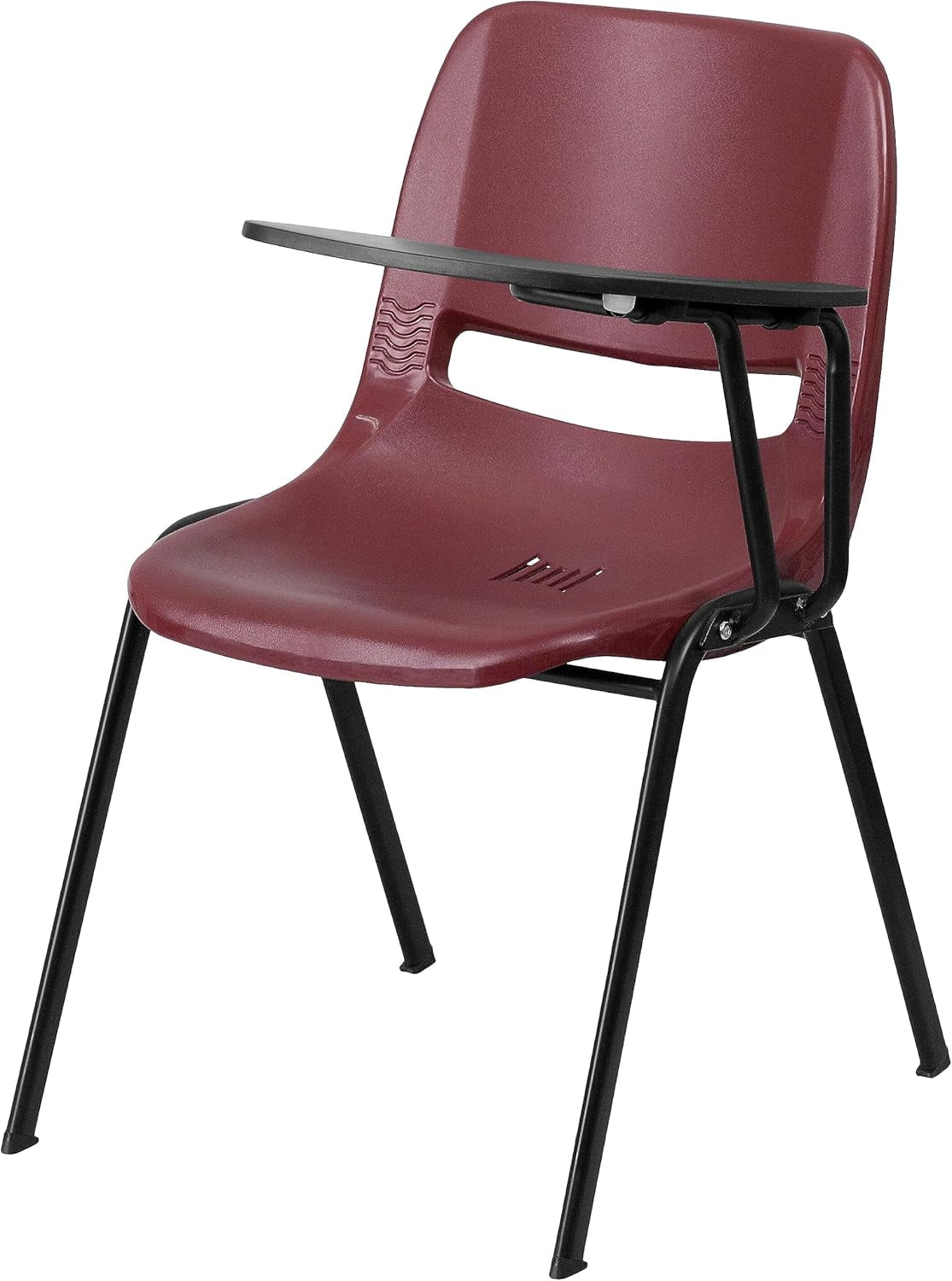 **burgundy ergonomic shell chair with left handed flip-up tablet arm ...