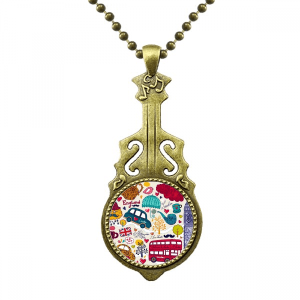 bus tower uk england big ben landmark necklace antique guitar jewelry ...