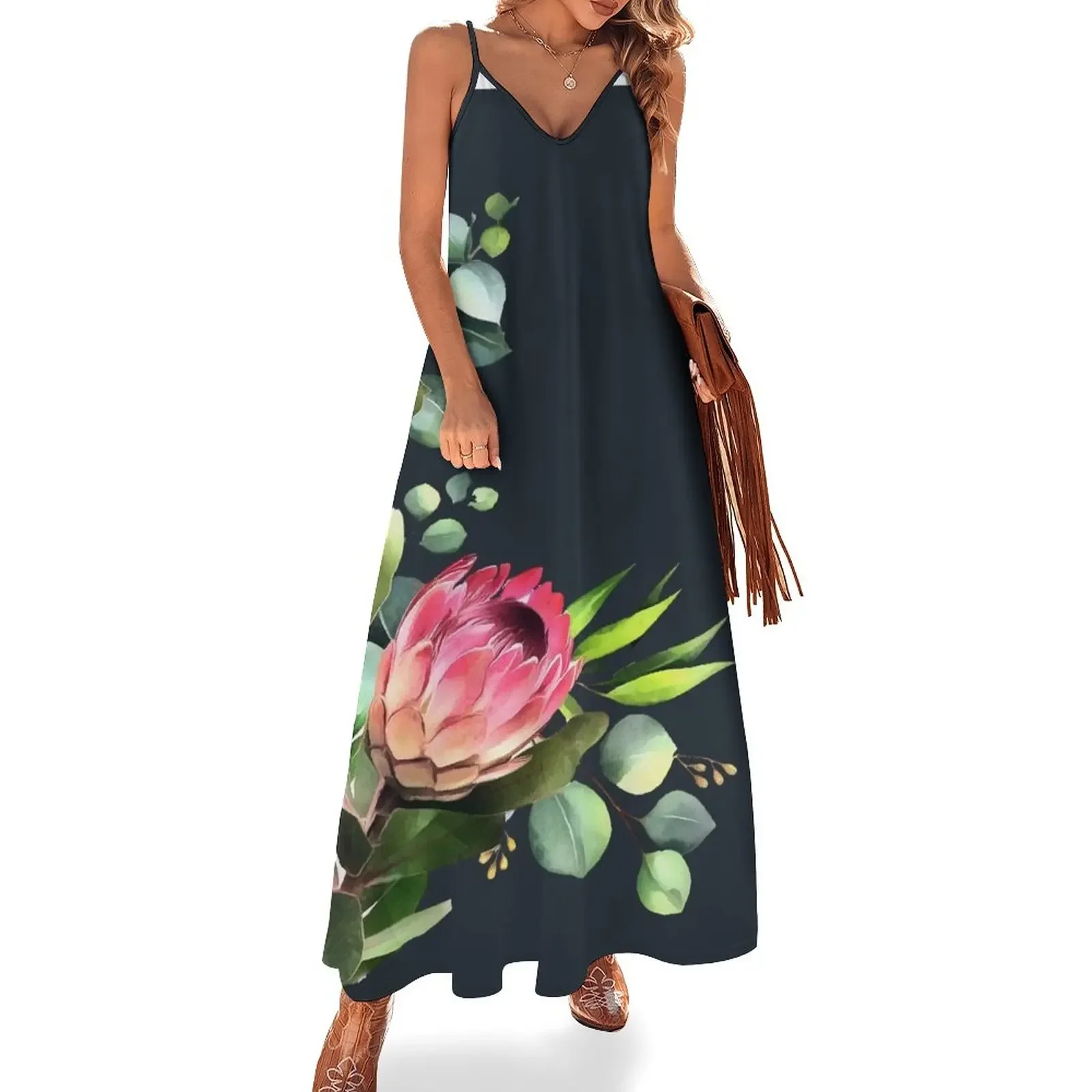 bush blue Sleeveless Dress Woman dresses dresses for woman women's ...