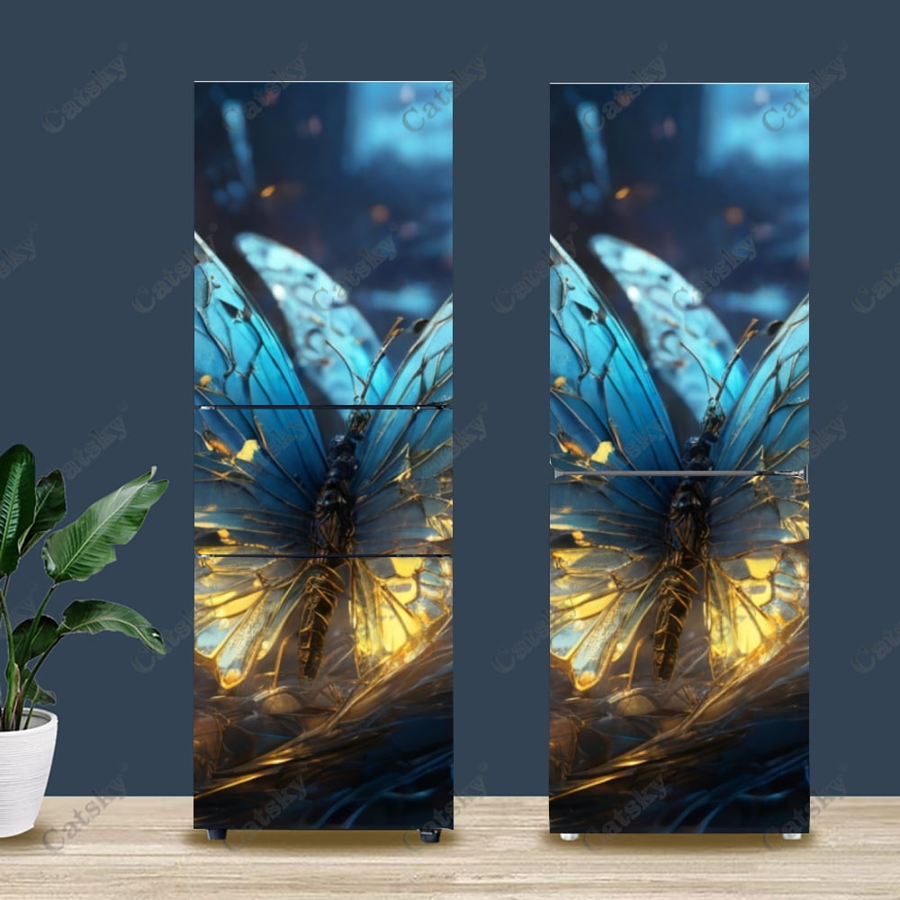 butterflies Refrigerator Sticker Home Decor Kitchen Mural DIY Wall ...