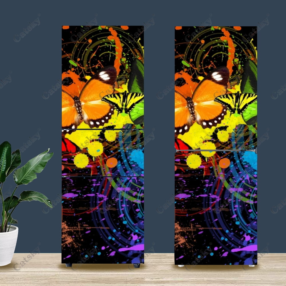butterflies Refrigerator Sticker Home Decor Kitchen Mural DIY Wall ...