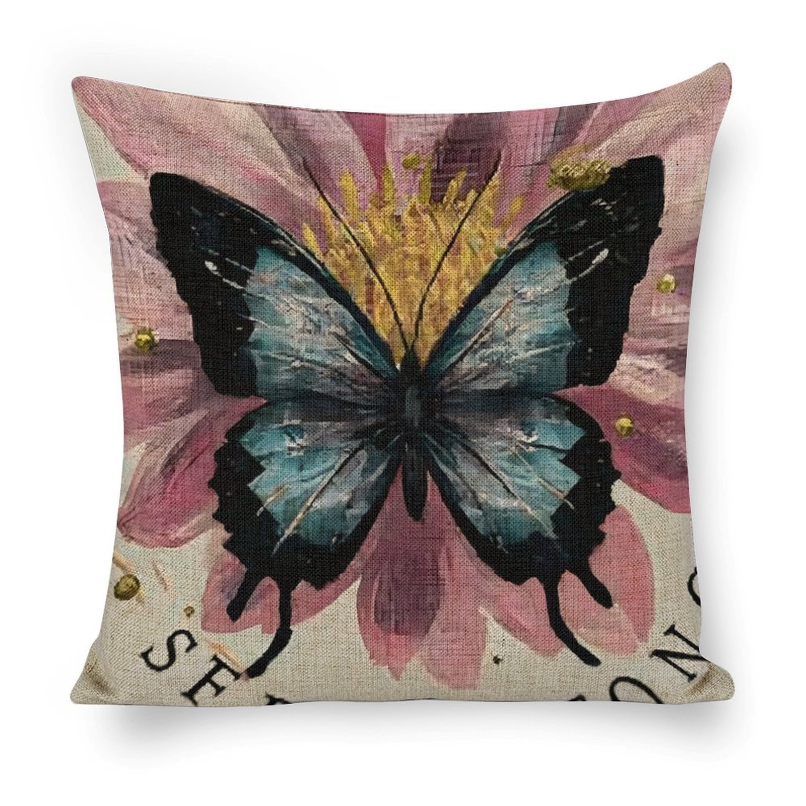 butterfly flower symbolism linen toss pillowcase decoration pillowcase ...