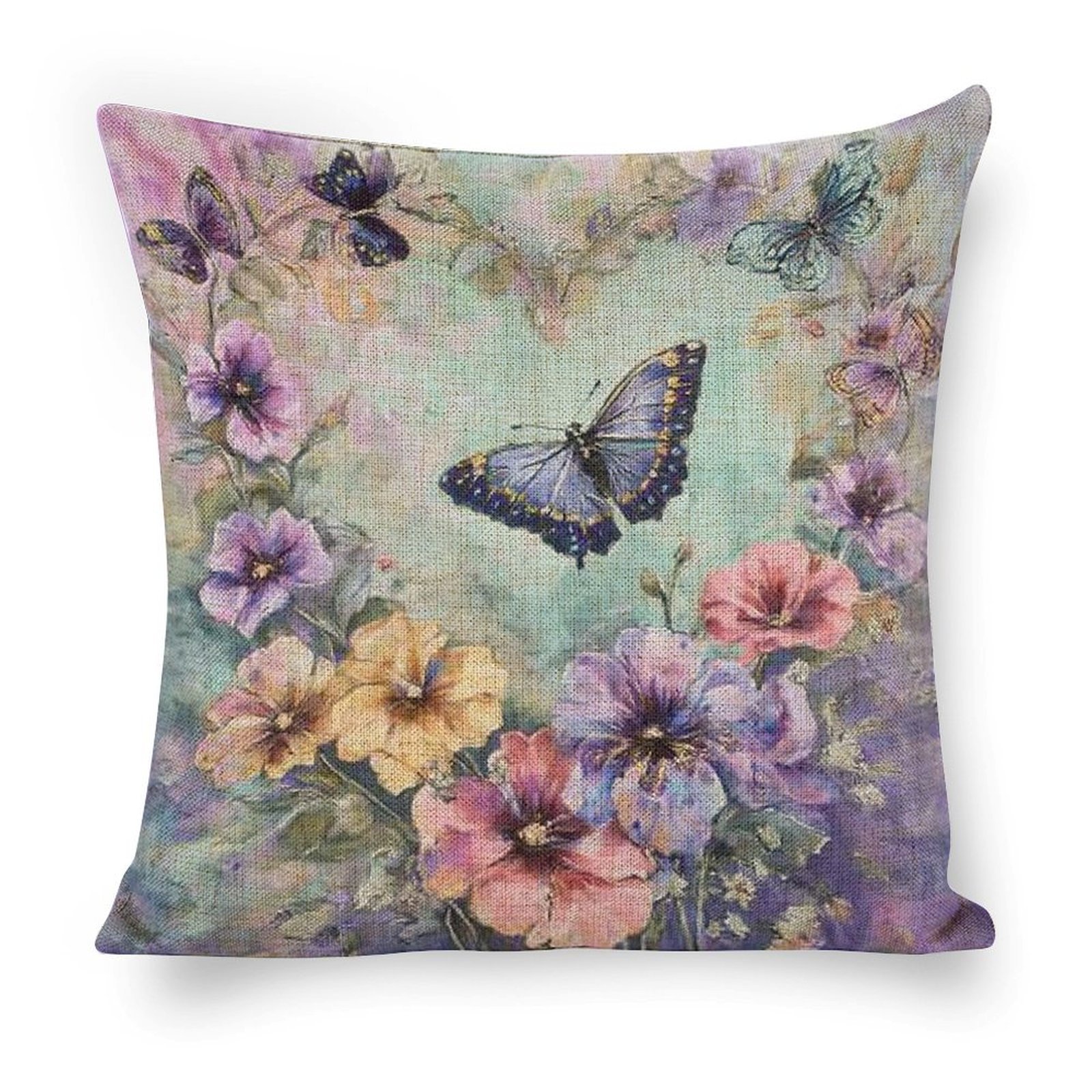 butterfly flowers Linen toss pillowcase decoration pillowcase gifting ...