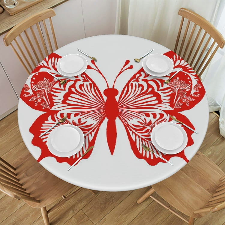 butterfly paper-cut The round tablecloth is stain-resistant and ...