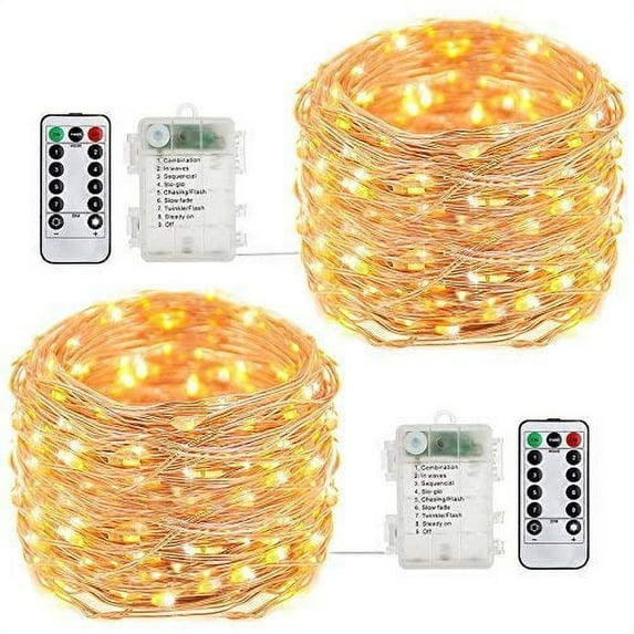buways Fairy Lights,2-Pack Battery Operated Waterproof Warm White 50 ...
