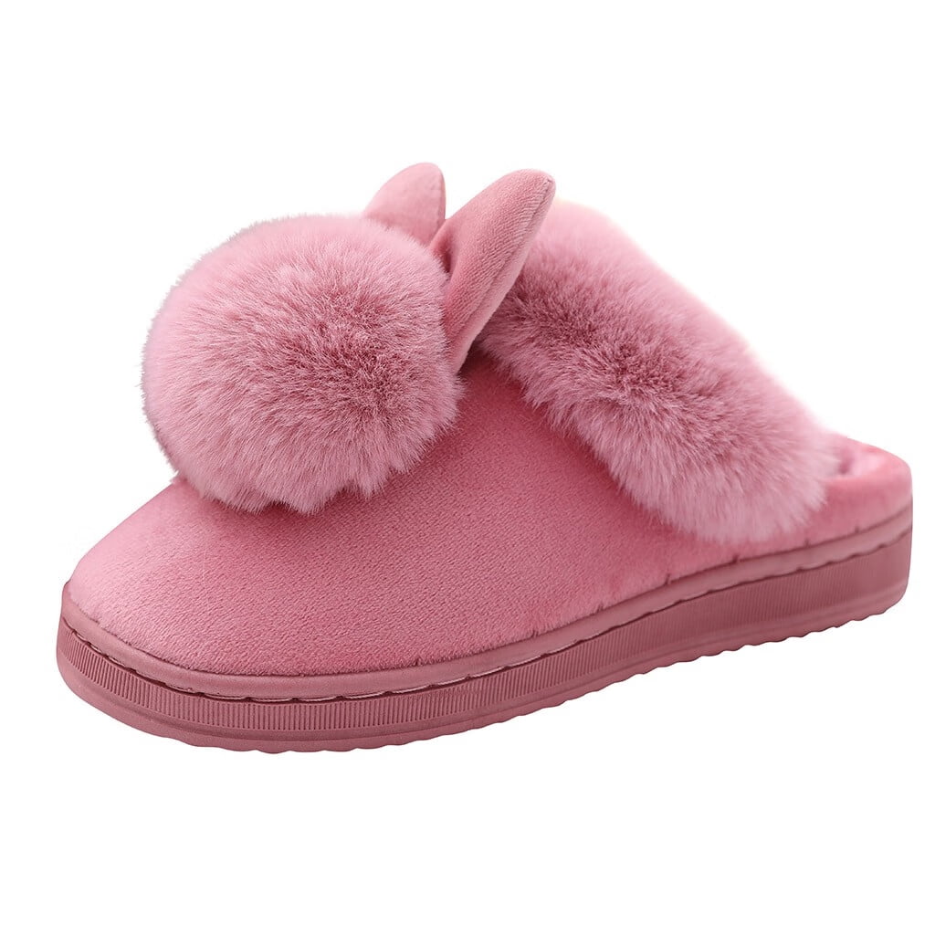 bvgfsahne Winter Slippers Indoor Winter Rabbit Shoe Furry Ears Slippers ...