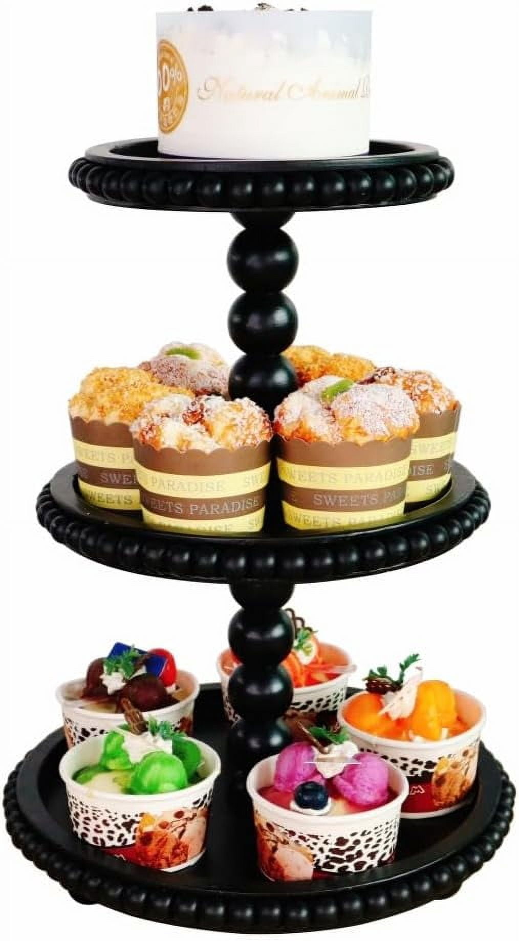 bvuoibou 2 Tiered Tray Stand Display Farmhouse Tiered Tray with Beads ...