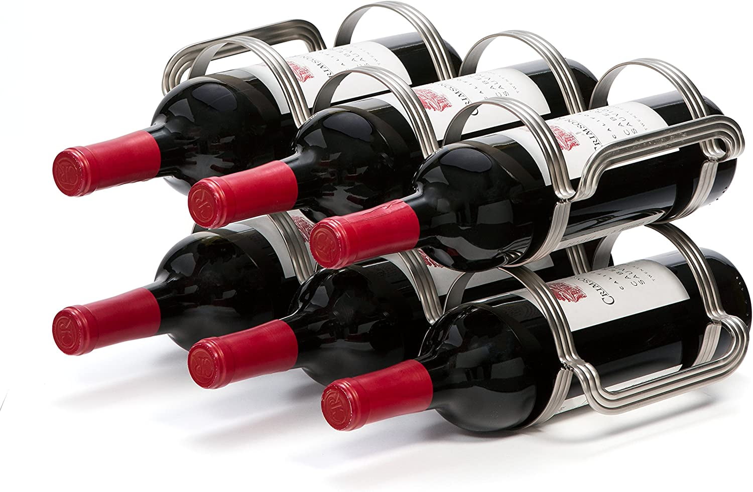 bvuoibou 6 Bottle Counter-top Wine Rack - Storage Organizer for Kitchen ...